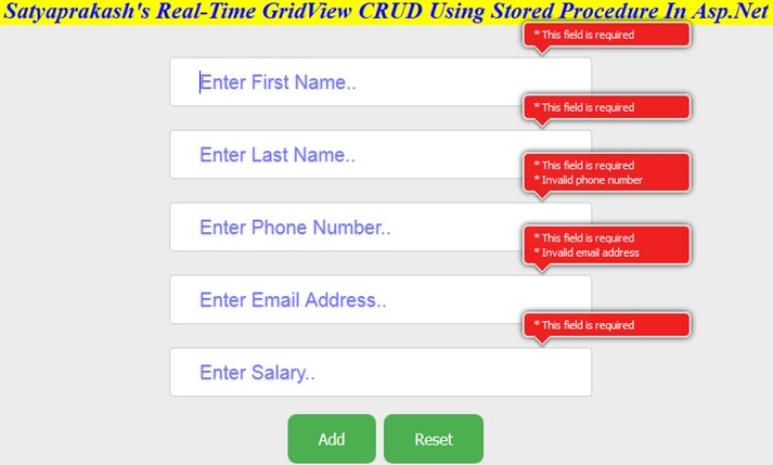 Crud Operation Using Stored Procedure In Aspnet Gridview Real Time 